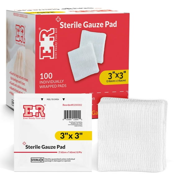 Ever Ready First Aid Sterile Gauze Pads 3"x3" - 100 Count - Walmart.com