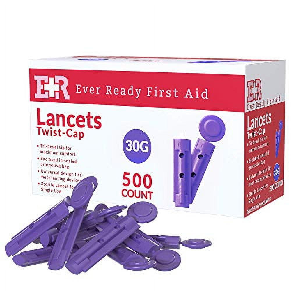 Ever Ready First Aid Sterile Twist-Cap Lancets 30G Purple - 500 Count ...