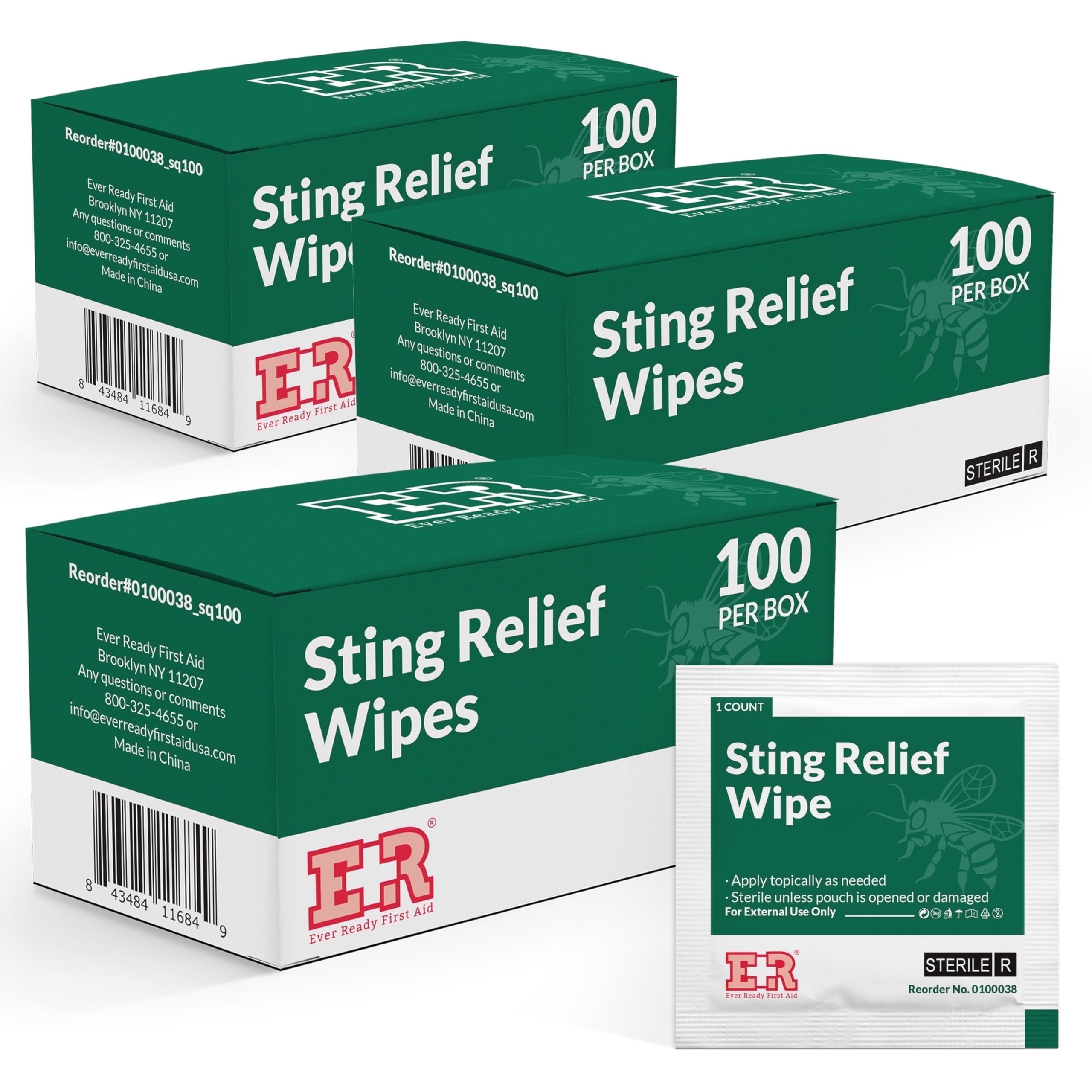 Ever Ready First Aid, Sting Relief Wipes, 300 Count, Portable Size ...