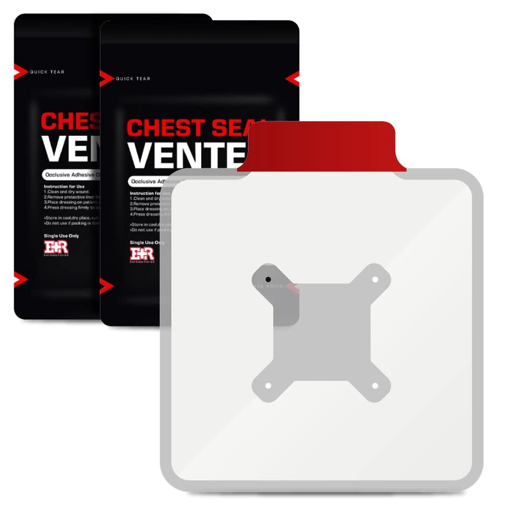Ever Ready First Aid Vented Chest Seal with Quick Tear - 6.6” Square ...