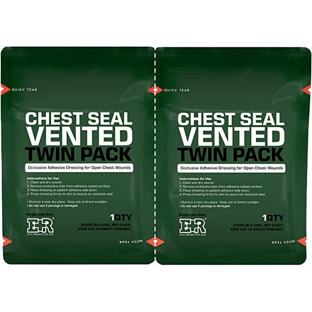 Ever Ready First Aid: Vented Chest Seal Twin Pack, 6.6” Occlusive ...