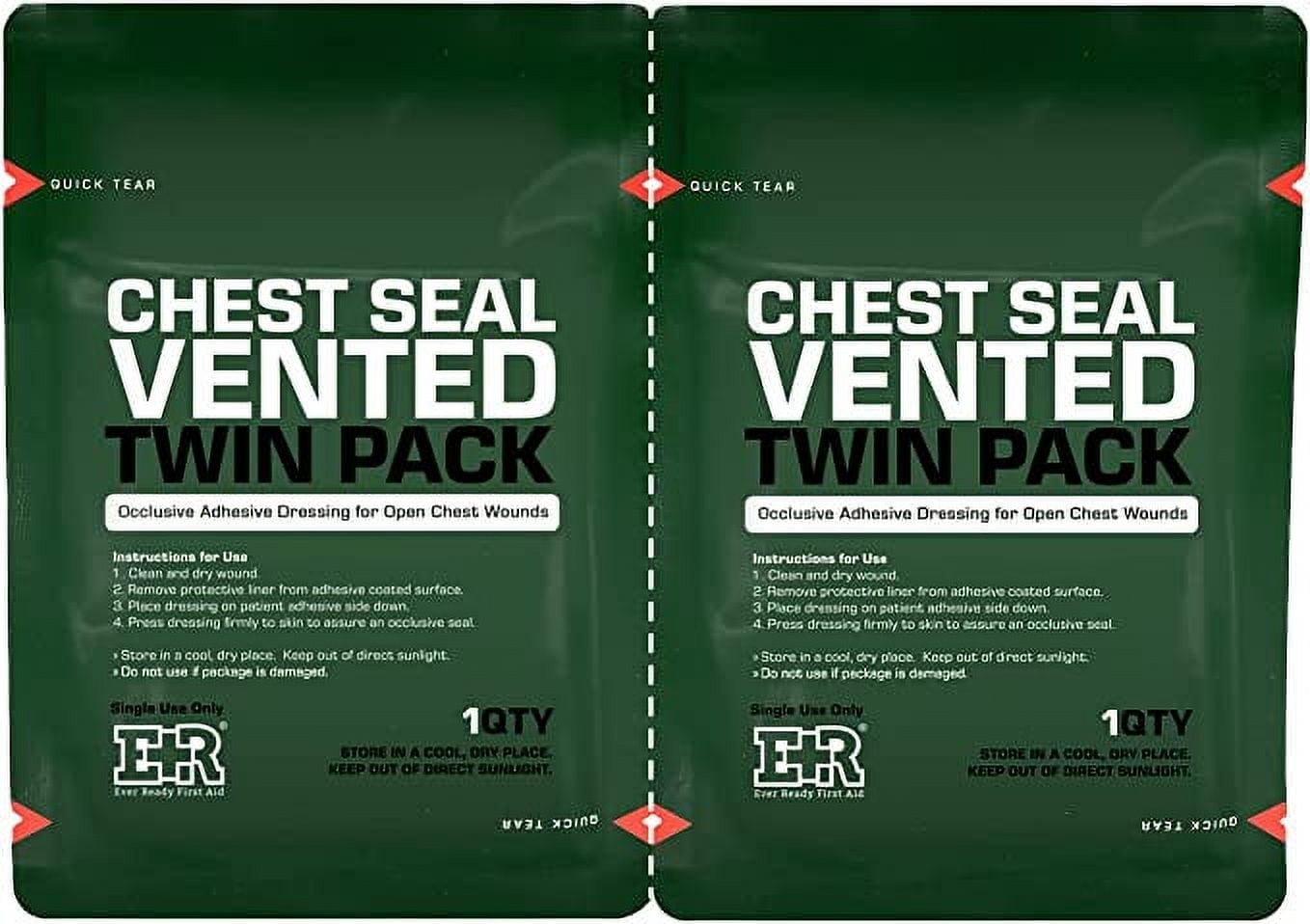 Ever Ready First Aid Vented Chest Seal Twin Pack 6.6 Inch Square ...