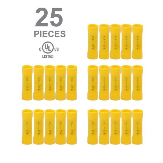 Ever Start Splice Connectors Yellow 25-Pieces for 12-10 Gauge Wires, UL ...