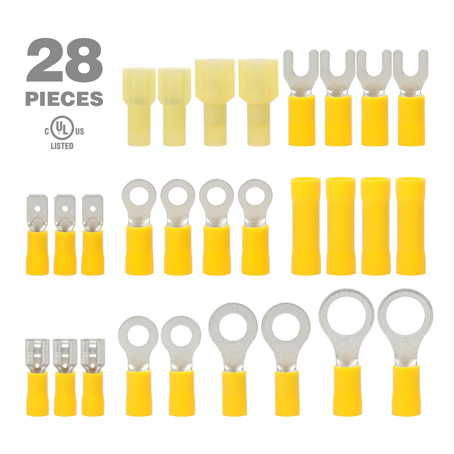 Ever Start Assorted Automotive Connector Kit 28 Pieces Yellow UL Listed ...