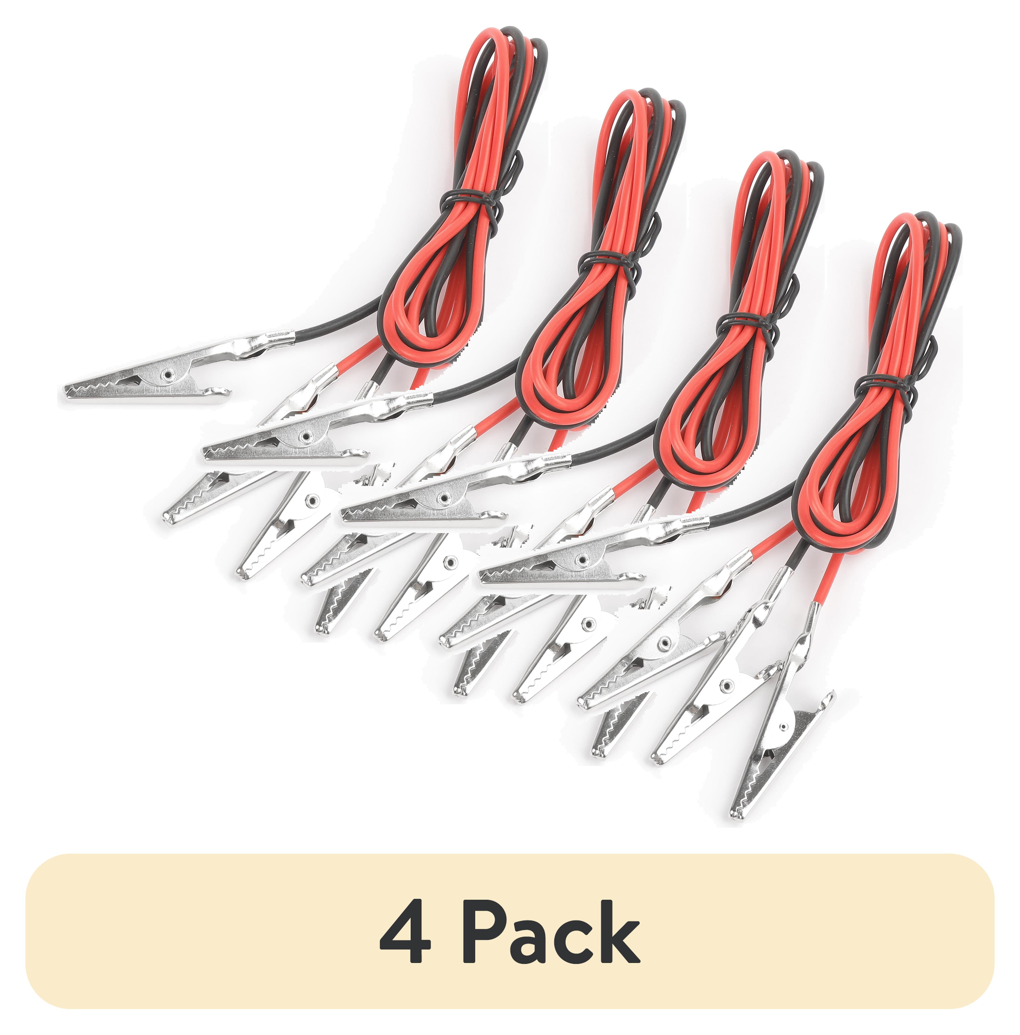 (4 pack) Ever Start, 30-Inch Test Lead Black & Red, 4 Alligator Clips ...