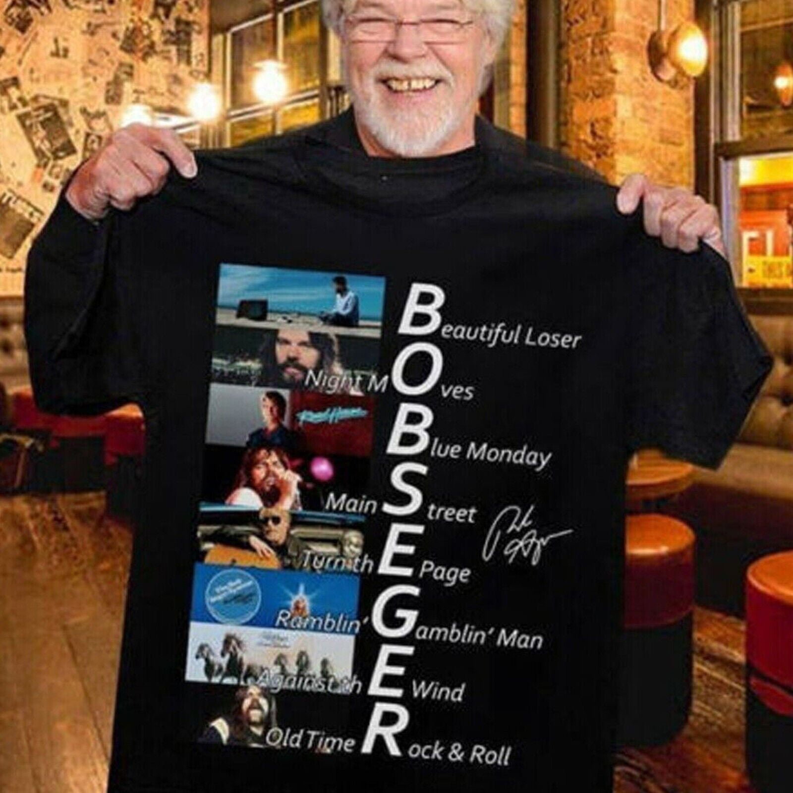 EverAura Bob Seger T-shirt Signature Short Sleeve Uni All Size Shirt ...