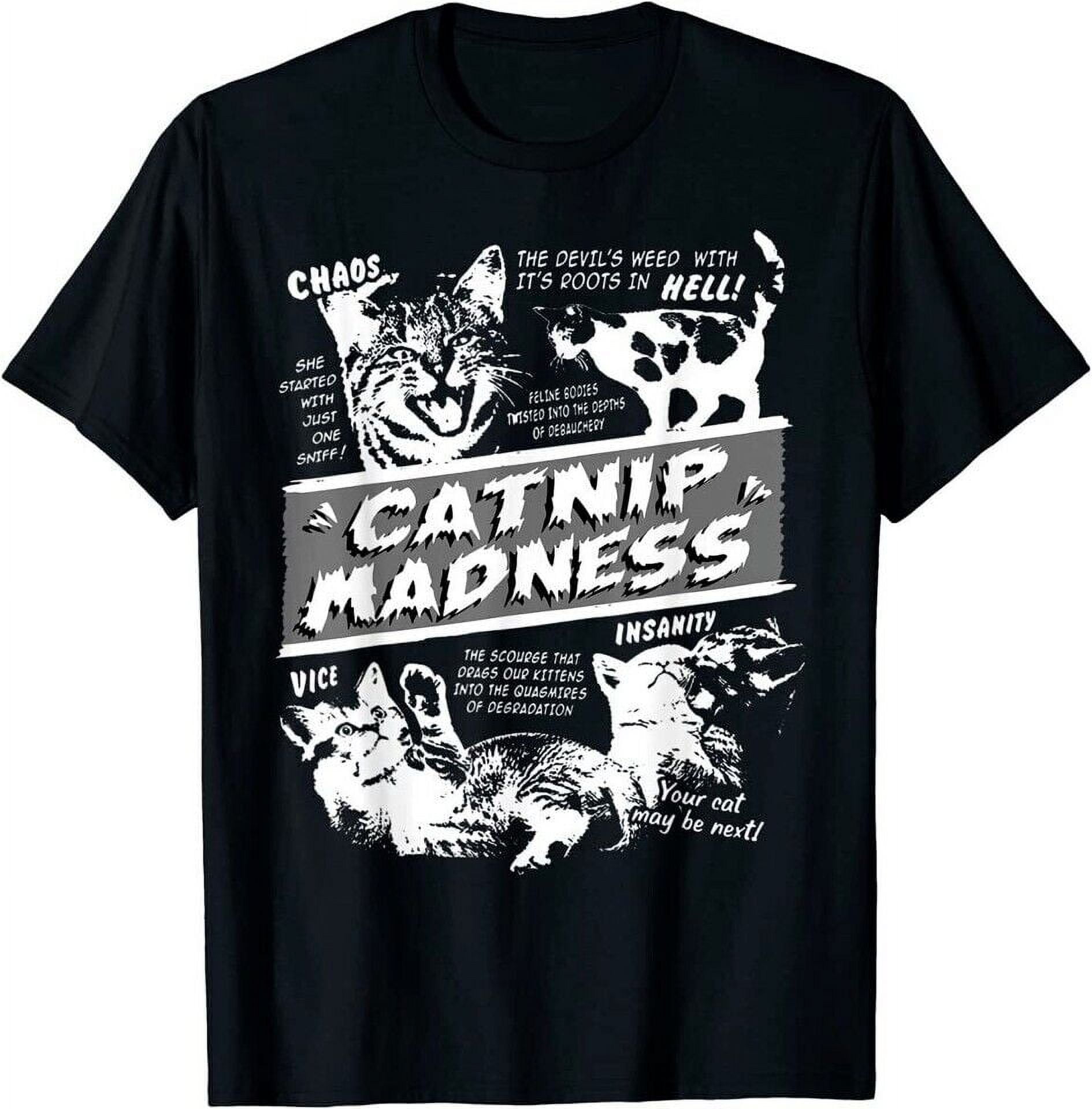 EverAura Catnip Madness Cute Kitten Funny Cat Pet Humor T-Shirt ...