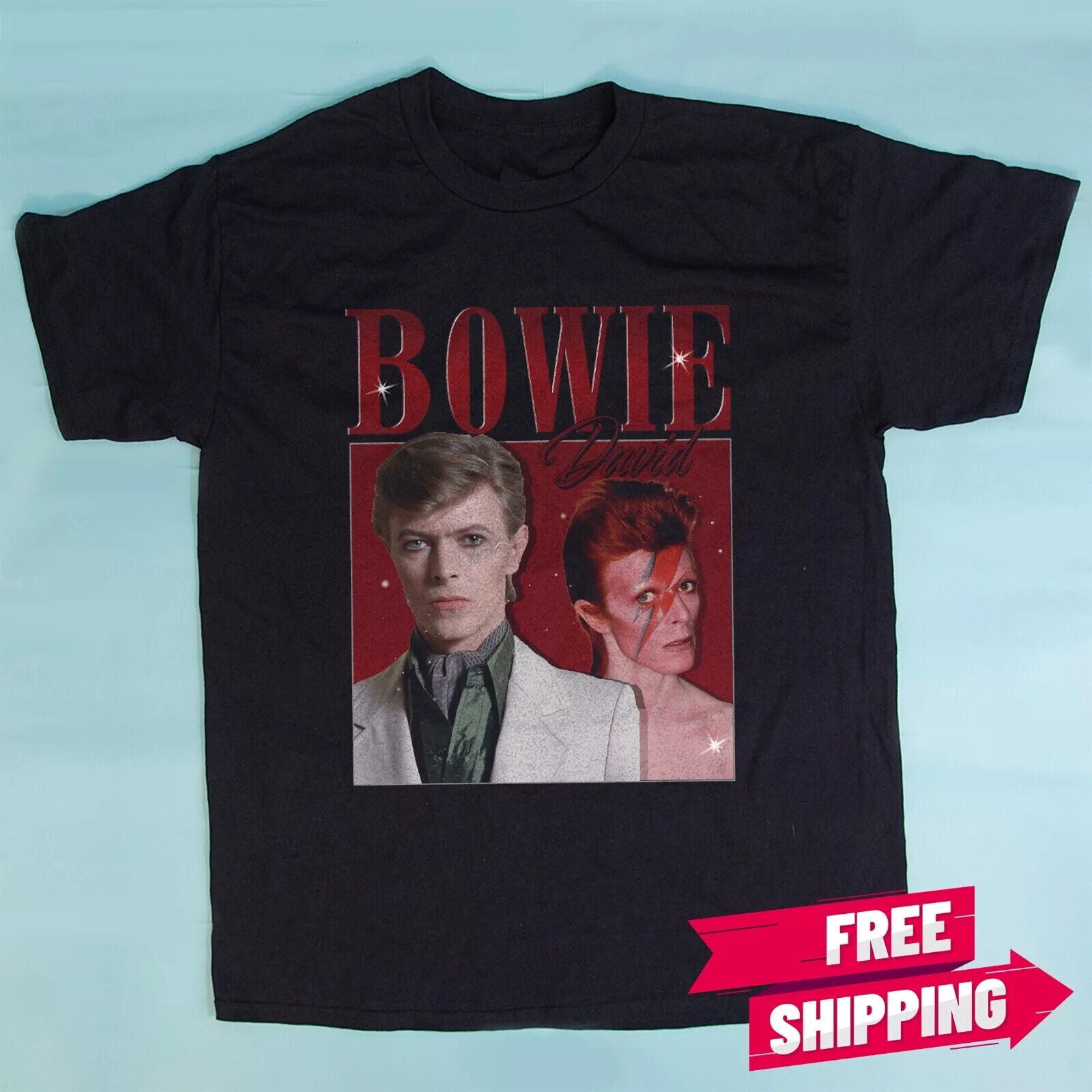 EverAura David Bowie Vintage T Shirt, Classic Rocker Uni T-Shirt ...