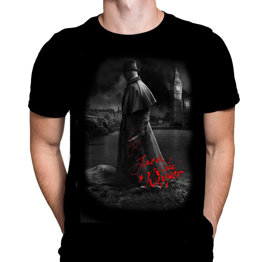EverAura JACK THE RIPPER - Black T-Shirt - Sizes S - 5XL - Art / Horror ...