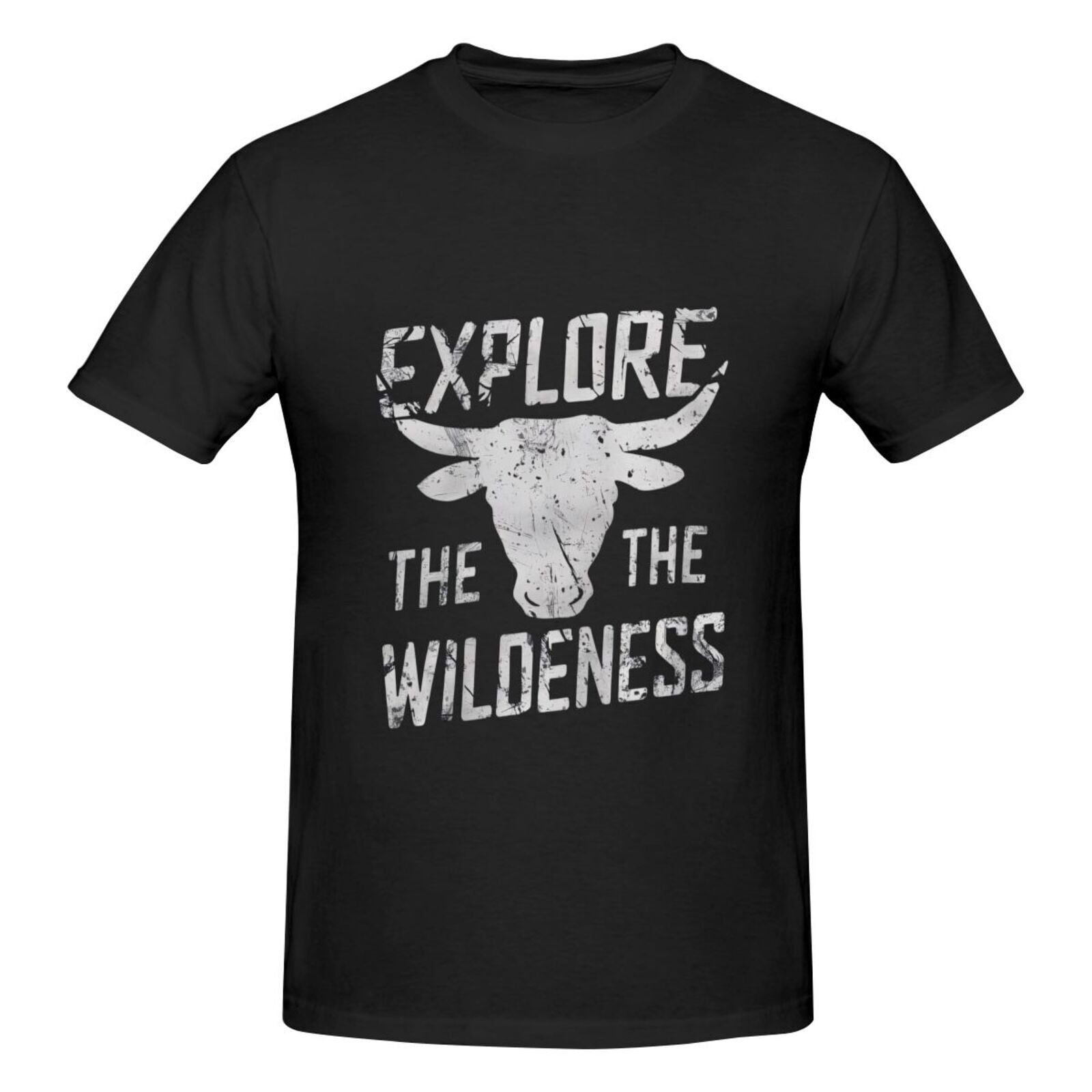 EverAura Men's T-Shirt - Explore the Wilderness, Short Sleeve Bullhead ...