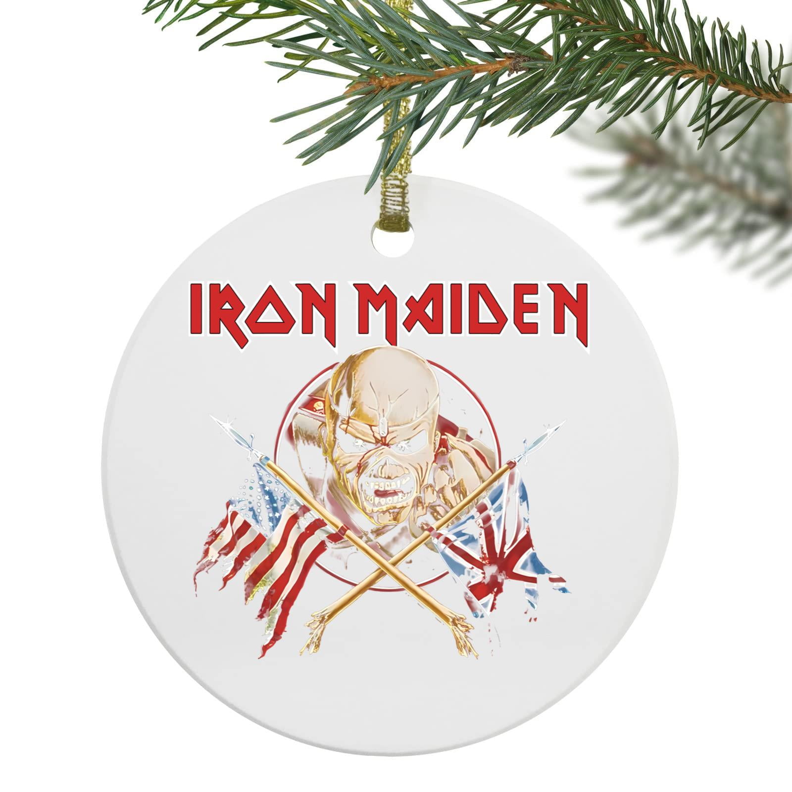 EverAura Ornament Iron Maiden Cd Cvr The Trooper Crossed Flags Med New Seventh, Ornament ...