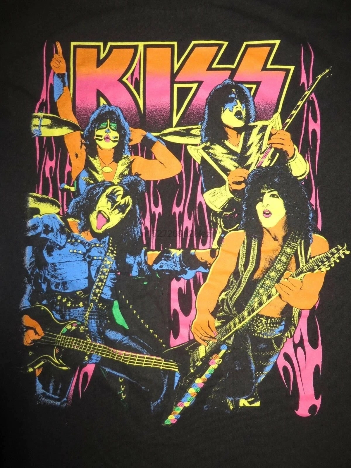 Everaura Vintage Kiss Band Concert Men T Shirt Black Short Sleeve All