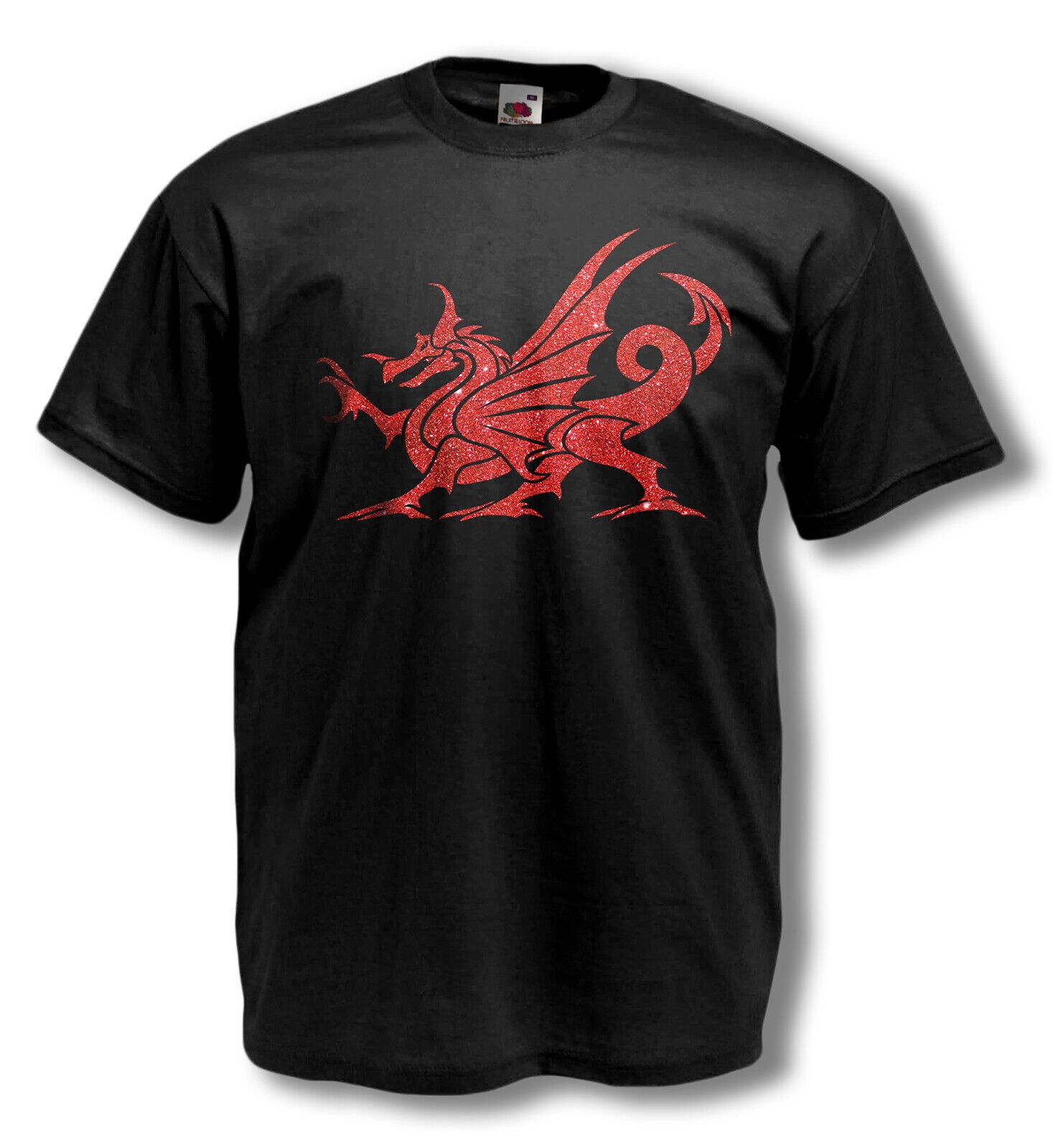 EverAura Welsh Dragon Red Glitter Tee: Sparkle with Patriotic Pride ...