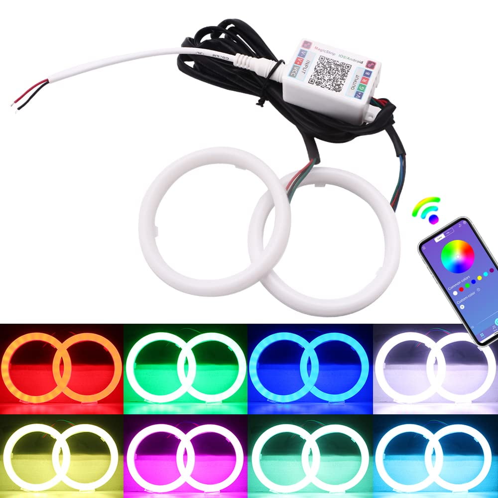 EverBrightt 1 Set 80MM RRF12 RGB Angel Eyes LED Halo Rings for Car Lamp ...