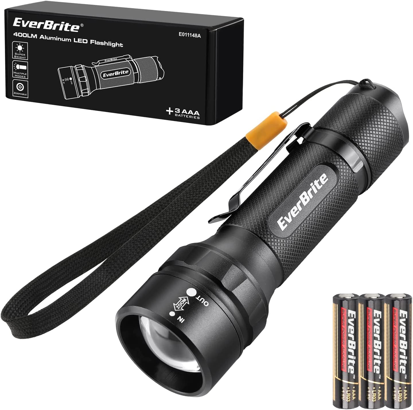 EverBrite 400 Lumens Aluminum LED Flashlight, Zoomable LED Flashlight ...