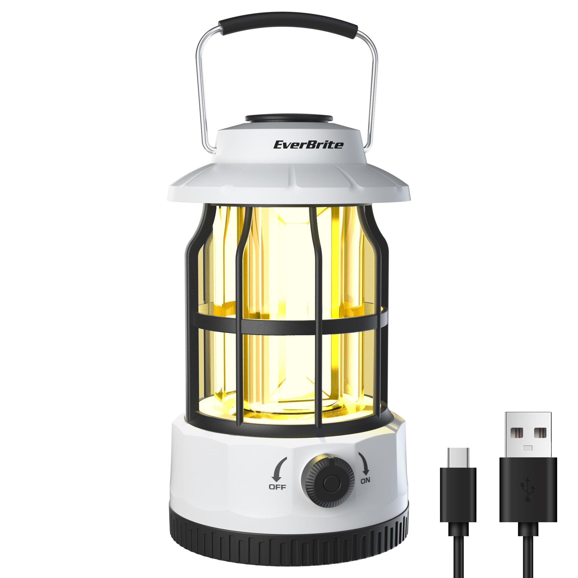 EverBrite LED Camping Lantern, USB C Rechargeable with Stepless Dimming ...