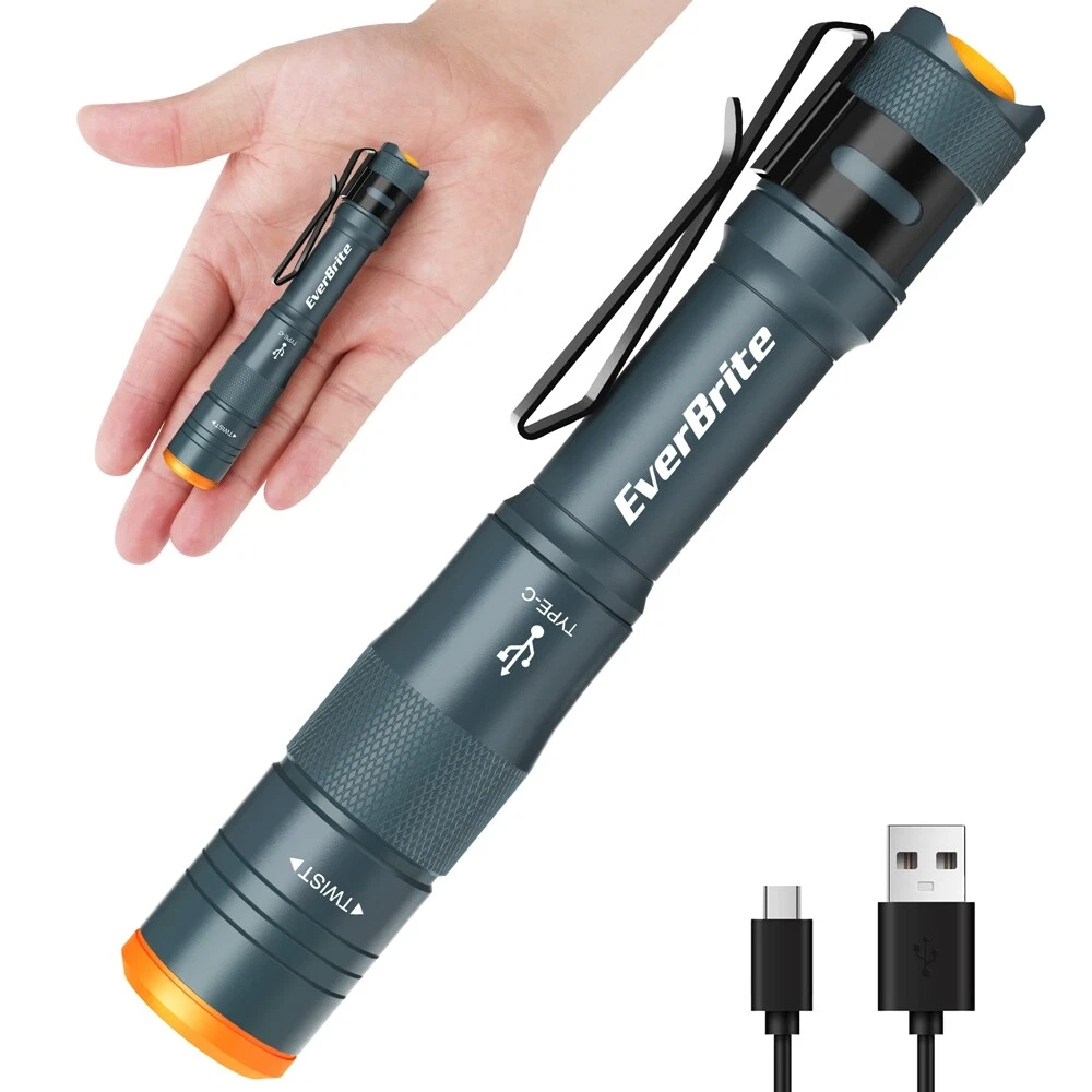 EverBrite Rechargeable Pen Light Flashlight Handheld Zoomable w/4 ...