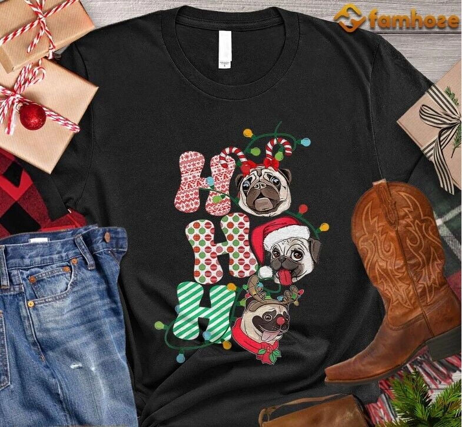 EverFind Christmas Dog T-shirt, Ho Ho Ho Dog Reindeer ELF Santa Hat ...