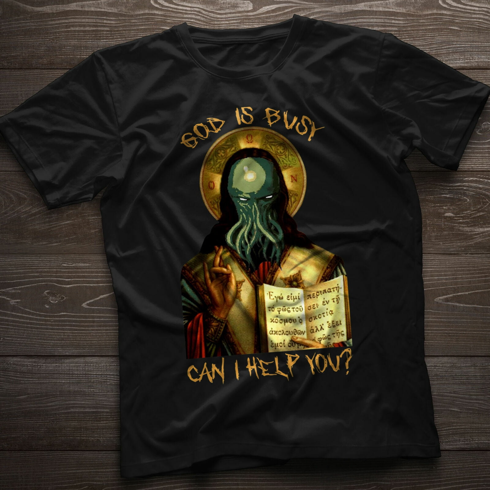 EverFind Cthulhu Jesus God Is Busy Can I Help You Men T-Shirt M-5XL ...