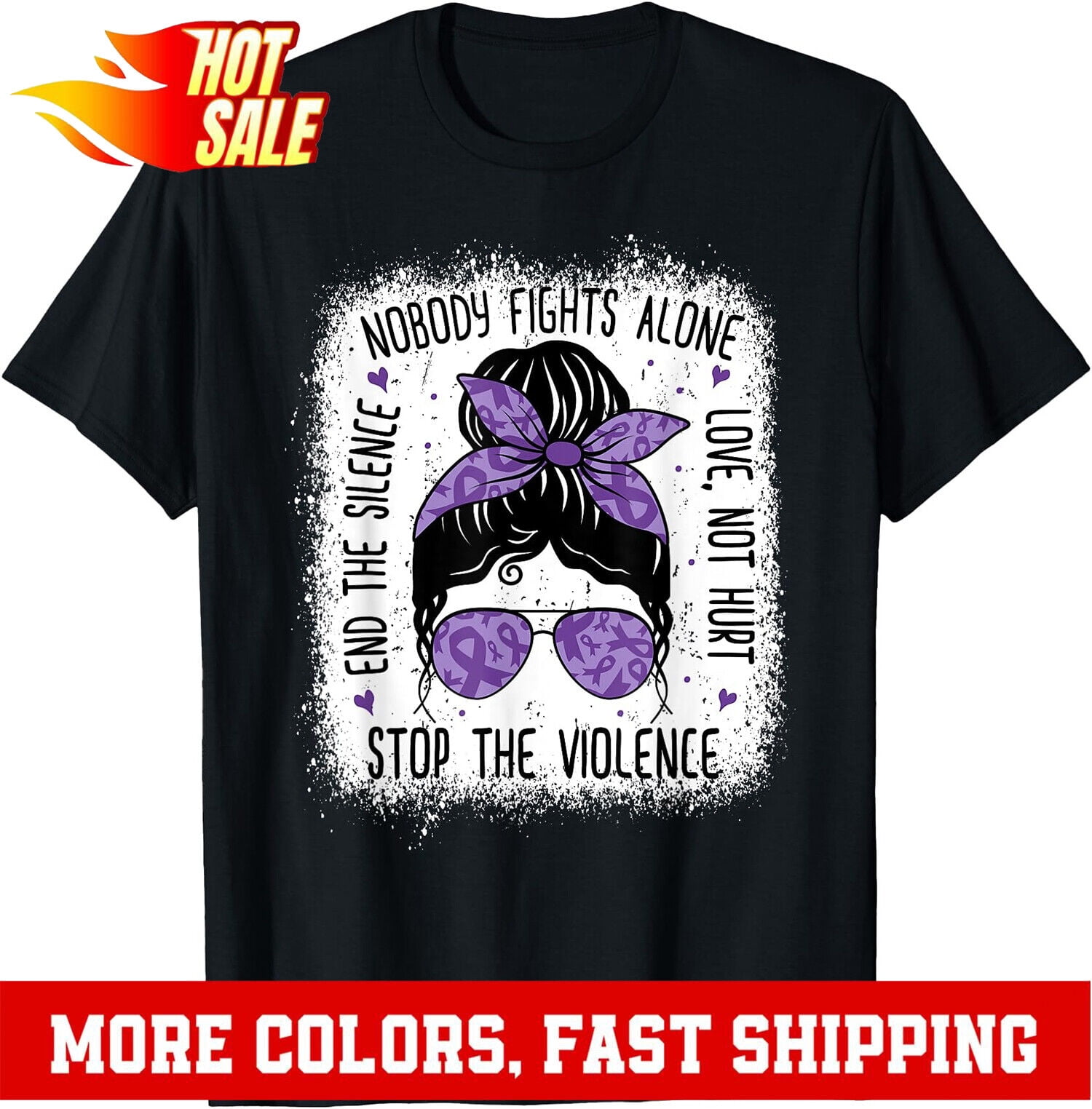 EverFind Domestic Violence Awareness Stop End Domestic Violence T-Shirt Christmas Gift Shirt ...