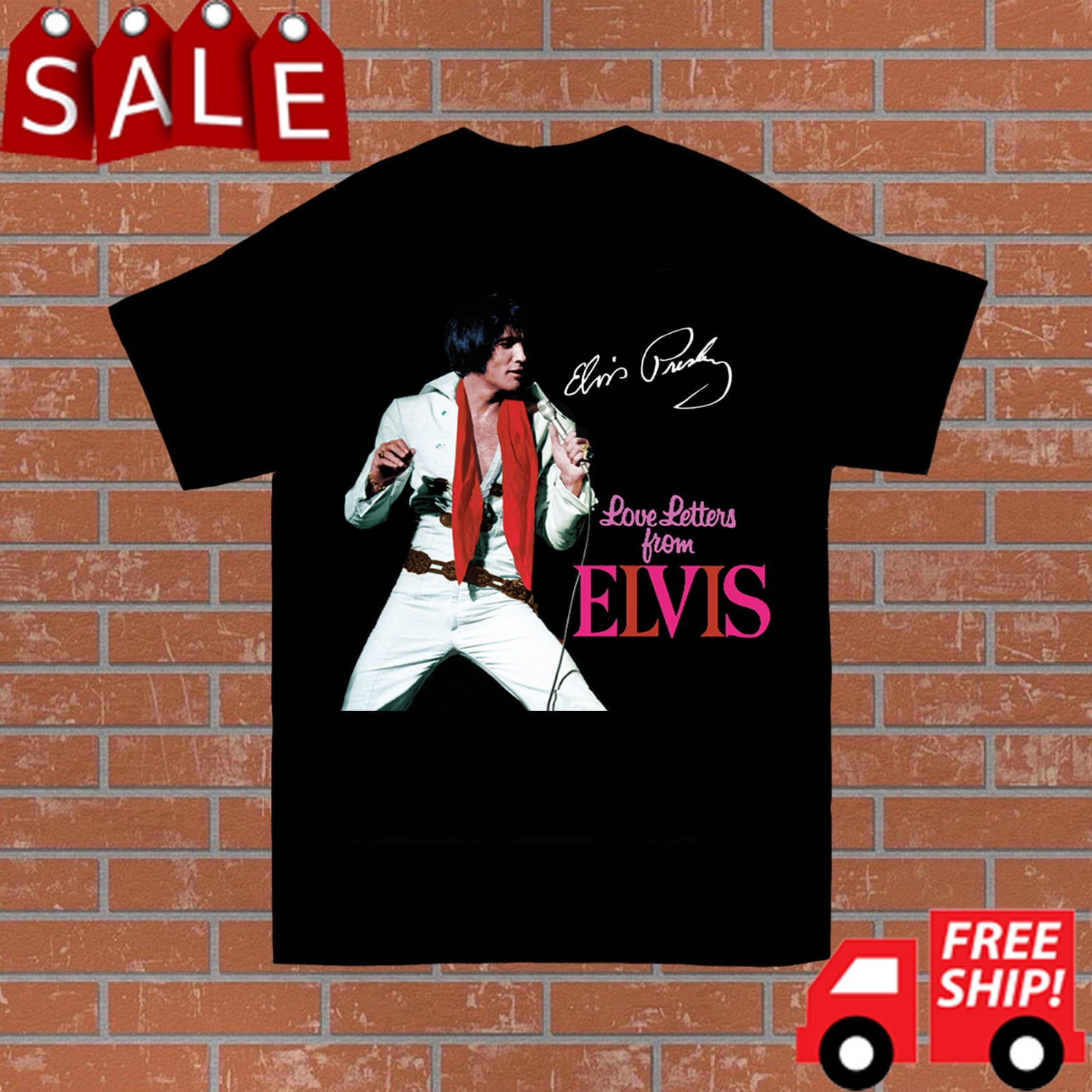 EverFind Elvis Presley Love Letters From Elvis Black Short Sleeve T ...