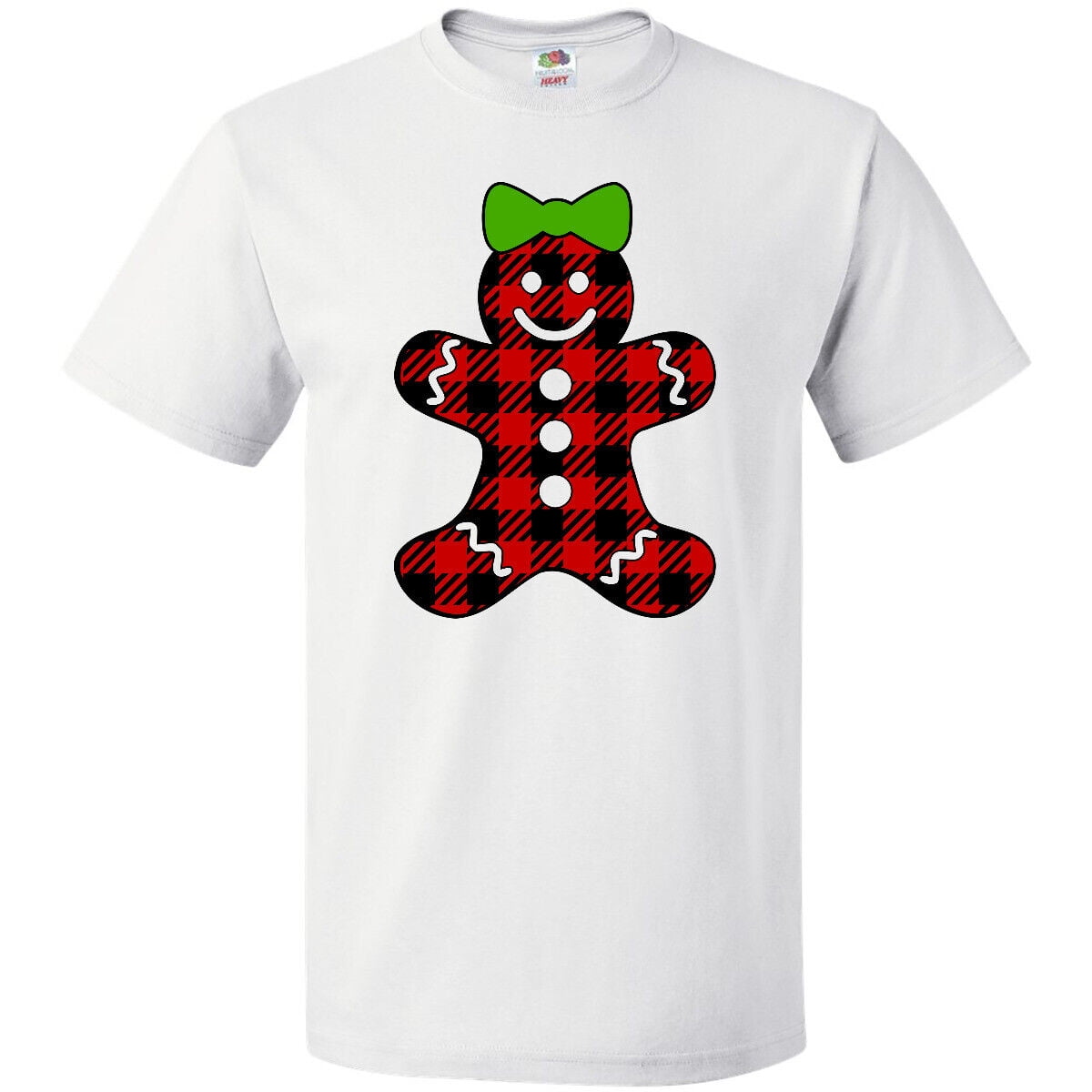 EverFind Inktastic Buffalo Plaid Gingerbread Girl With Green Bow T ...