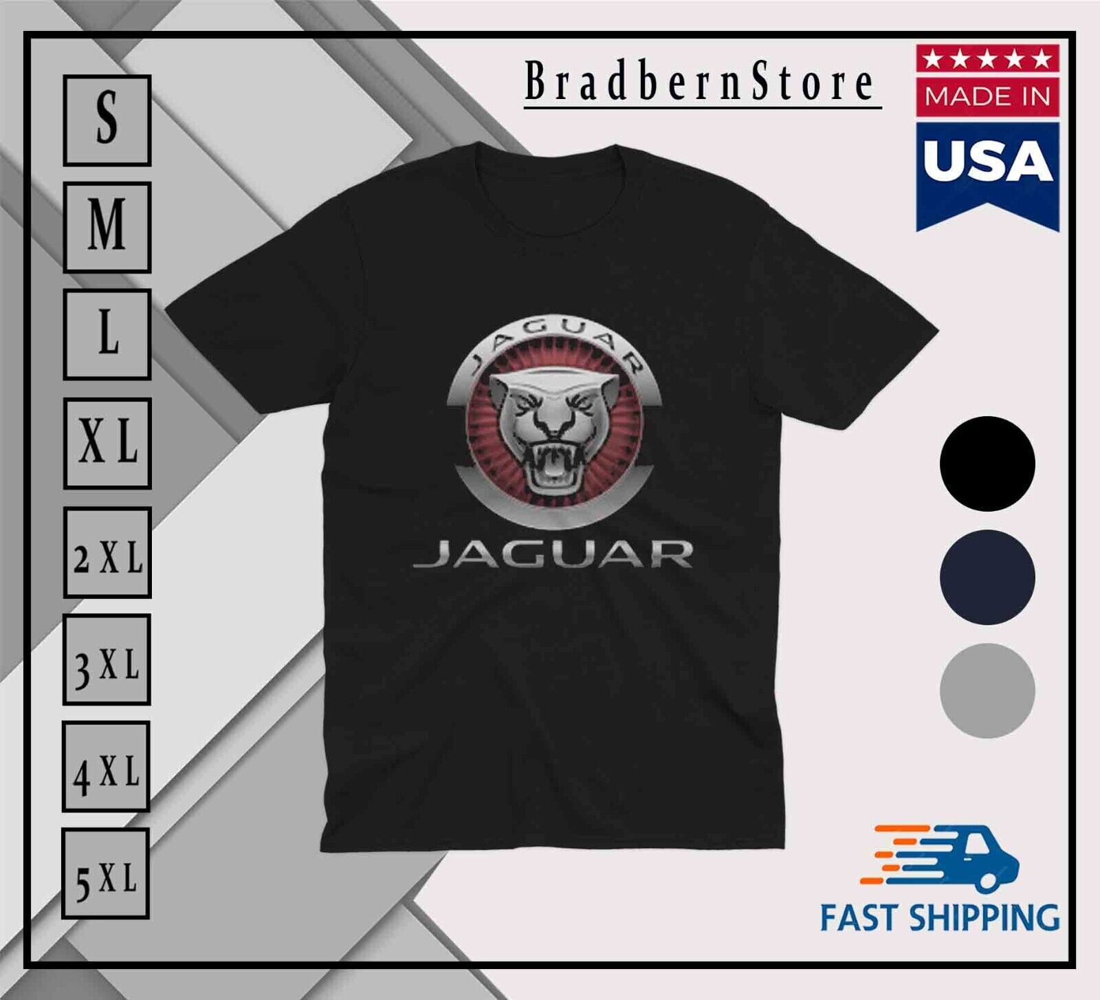 EverFind Jaguar Racing Car logo T- Shirt made in usa Christmas Gift ...