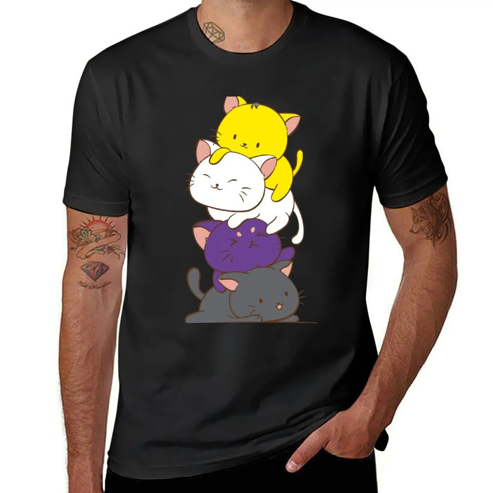 EverFind Nonbinary Pride Flag Kawaii Cats Cute LGBTQ Non-binary Kitty ...