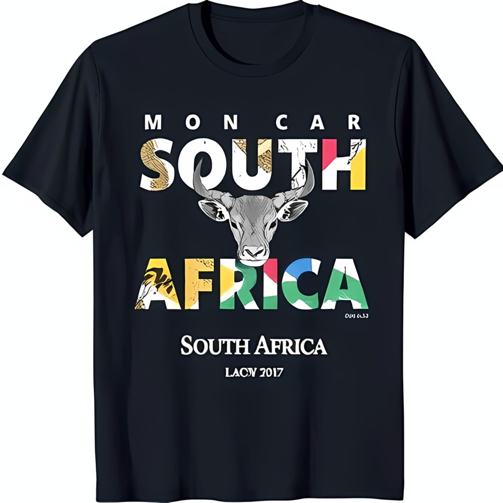 EverFind Vibrant Black T-Shirt with Colorful Graphic & South Africa Pride DesignChristmas Gift ...
