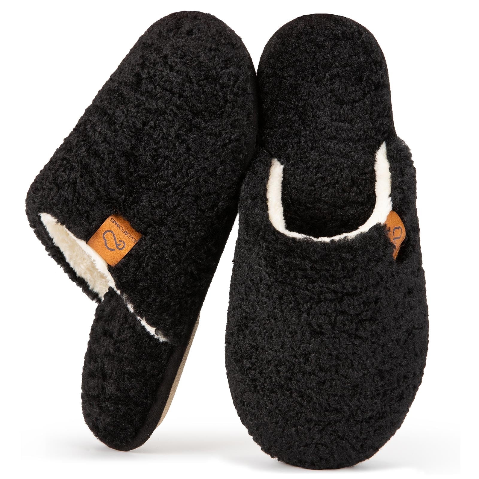Women's Fuzzy Wool-Like Memory Foam Slip on House Slippers Cozy Soft ...