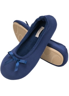 Isotoner Women's Embroidered Terry Ballerina Slippers with ISOFlex ...