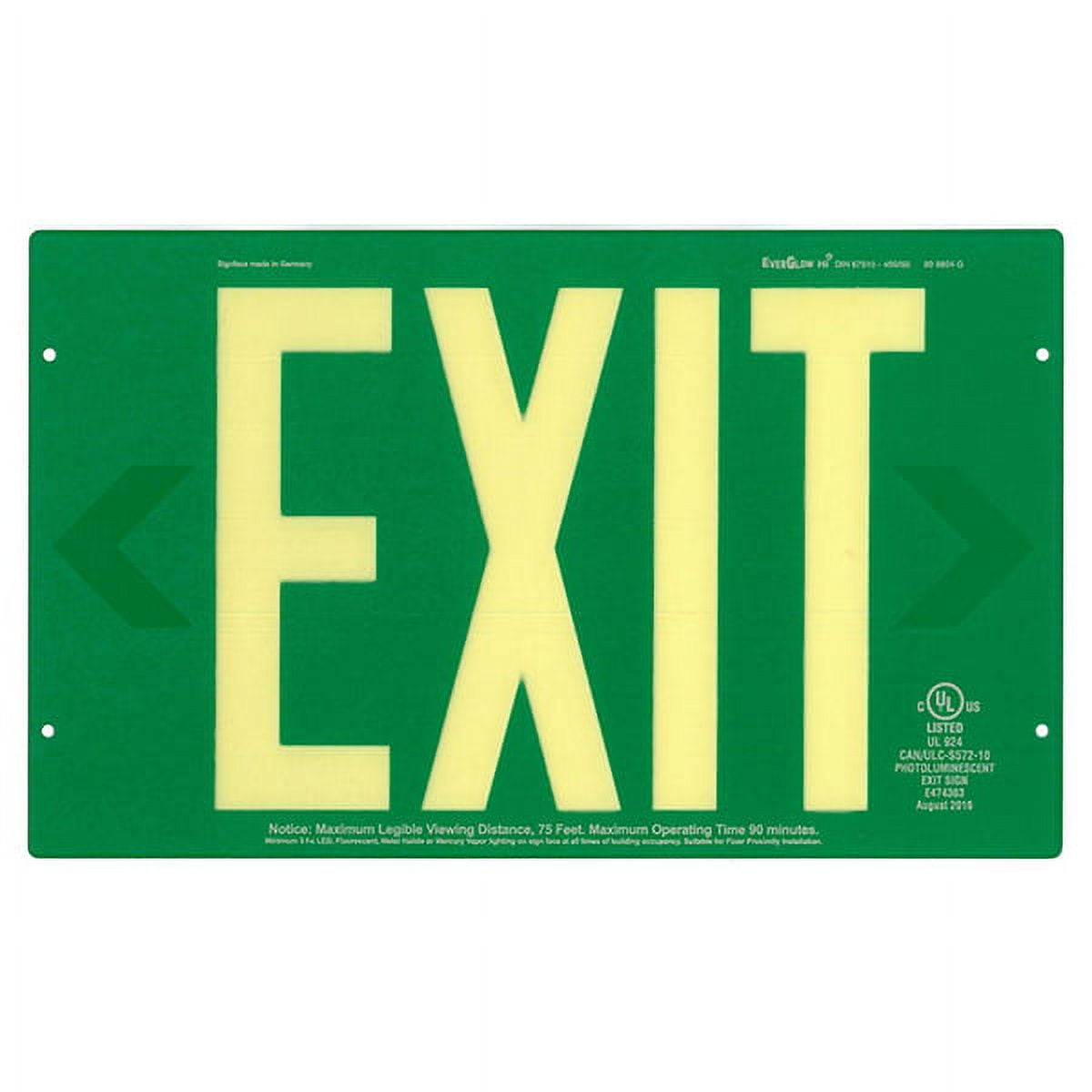 EverGlow® Photoluminescent Exit Sign - Walmart.com