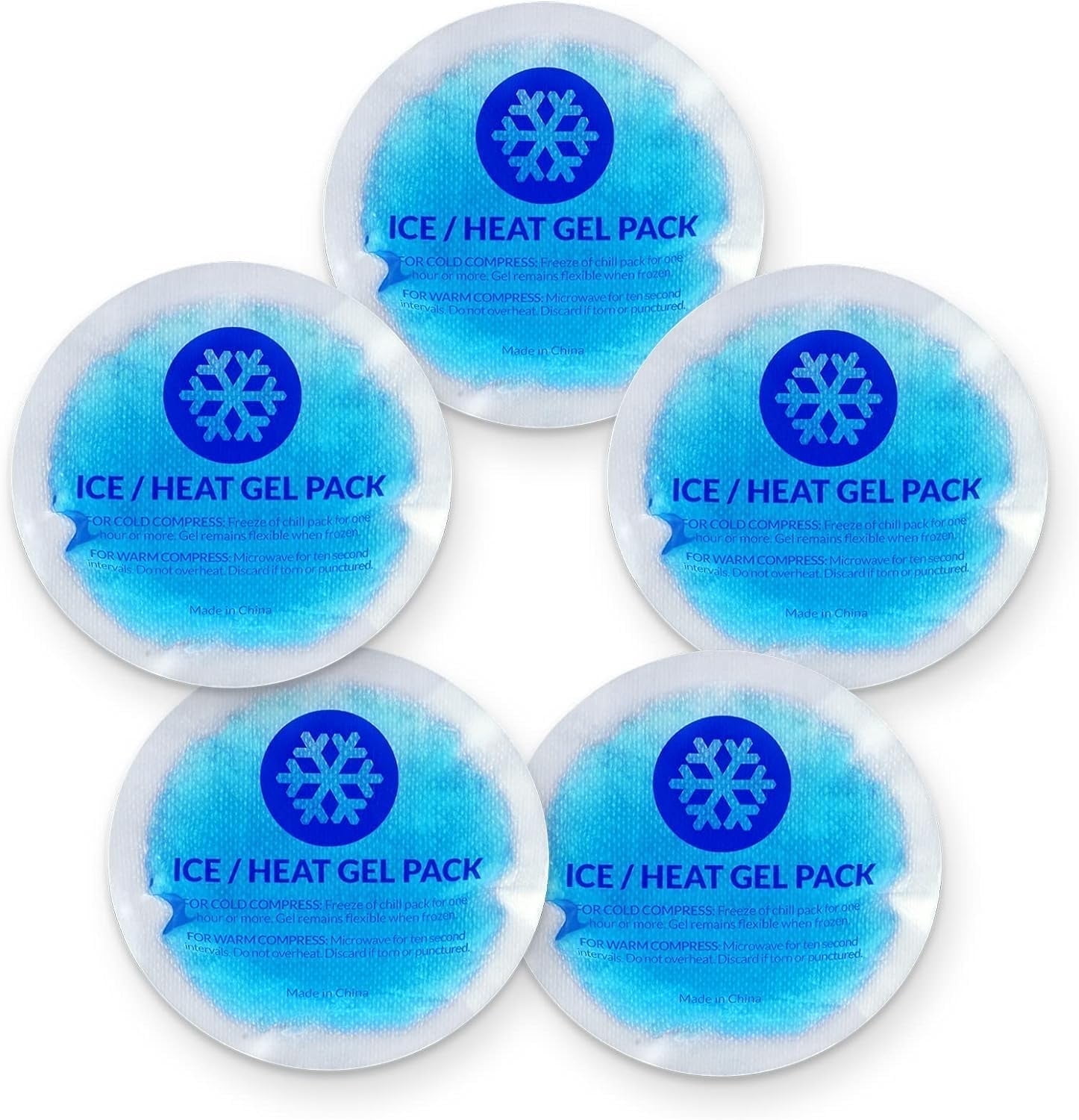 EverOne Round Reusable Gel Ice/Hot Pack with Cloth Backing - 5 Pack ...