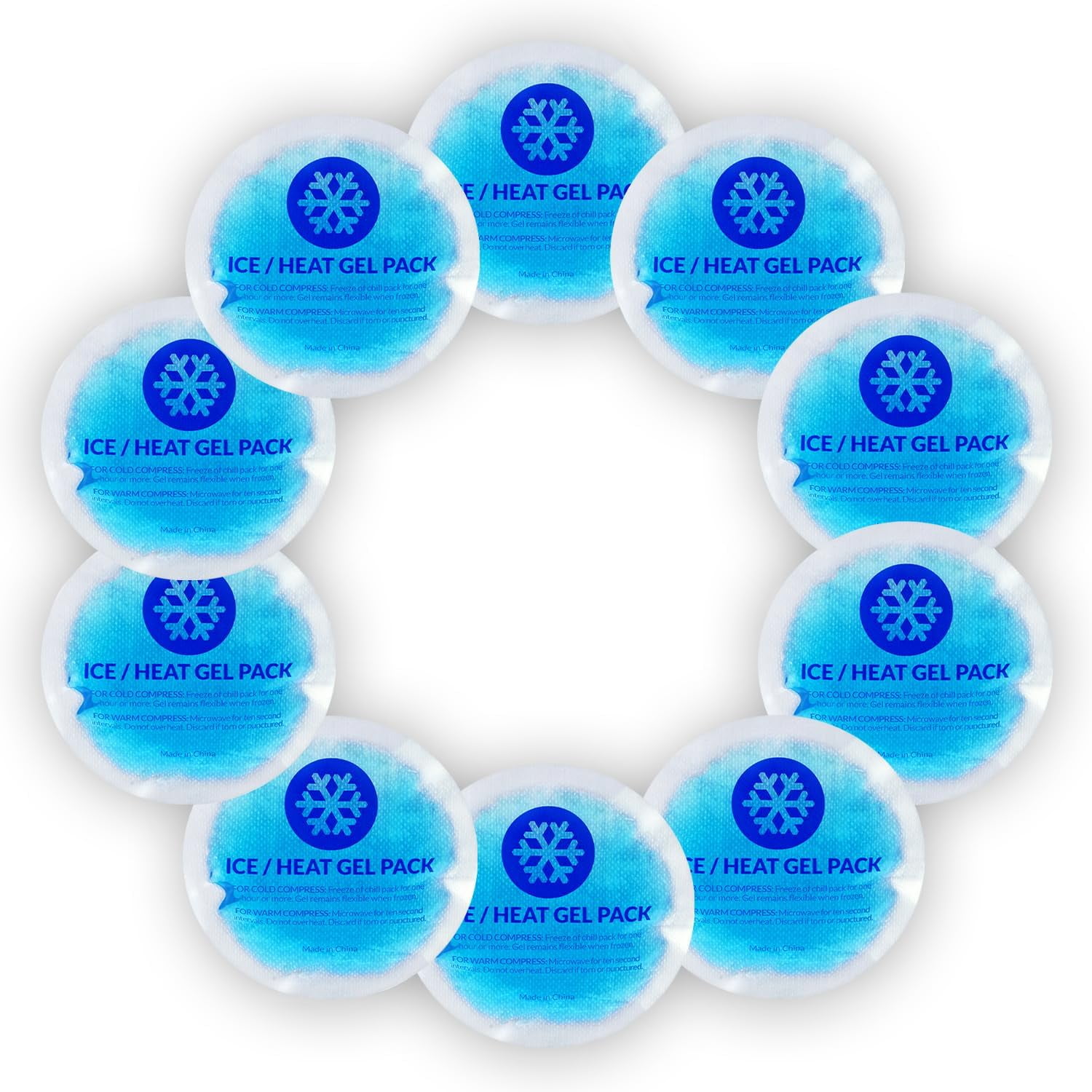 EverOne Round Reusable Gel Ice Pack with Cloth Backing for Hot & Cold ...