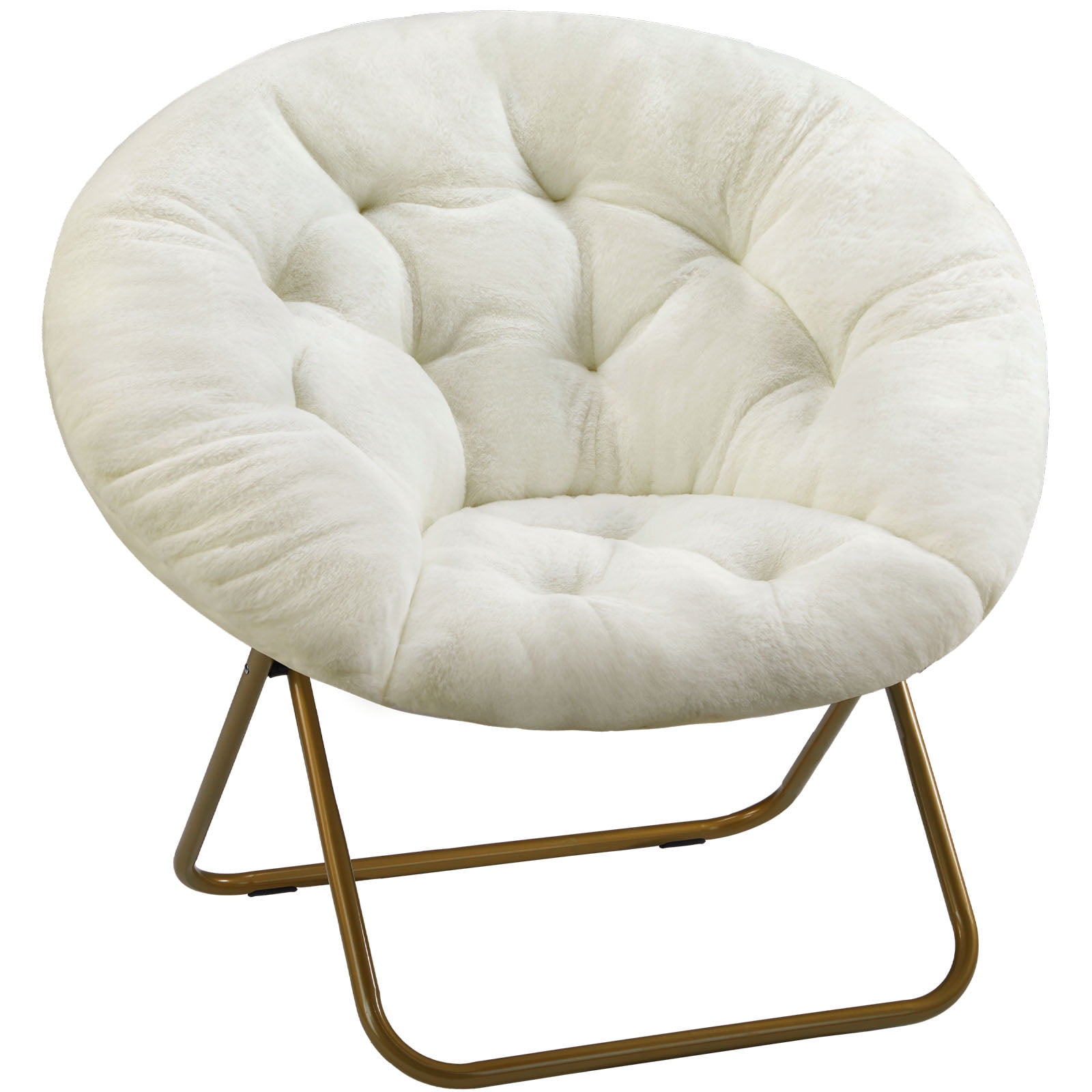 EverPick Foldable Saucer Chair with Faux Fur Cover – Soft Round Gaming ...