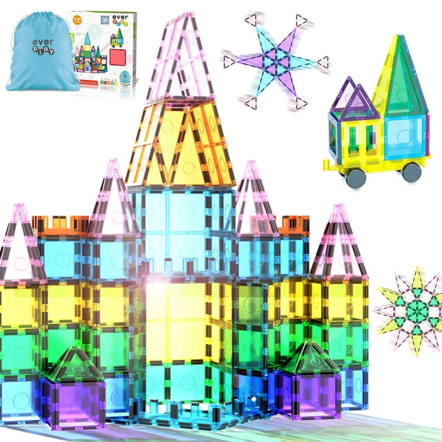 EverPlay 61 PC Magnetic Tiles, Magnetic Building Blocks for Kids, Magnet for Kids 3+ - Walmart.com