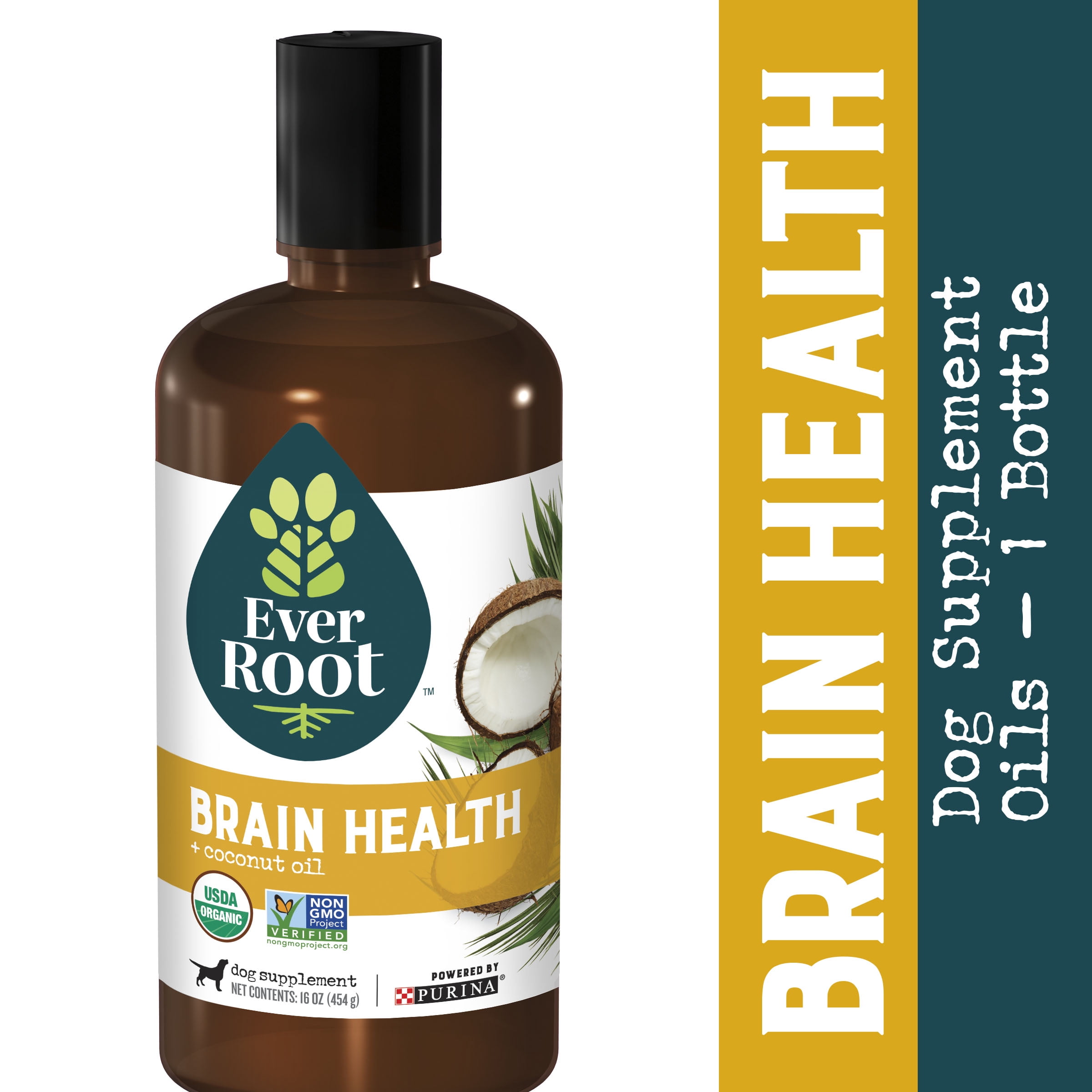 EverRoot Senior Dog Supplement by Purina, Brain Health Oil With Organic ...