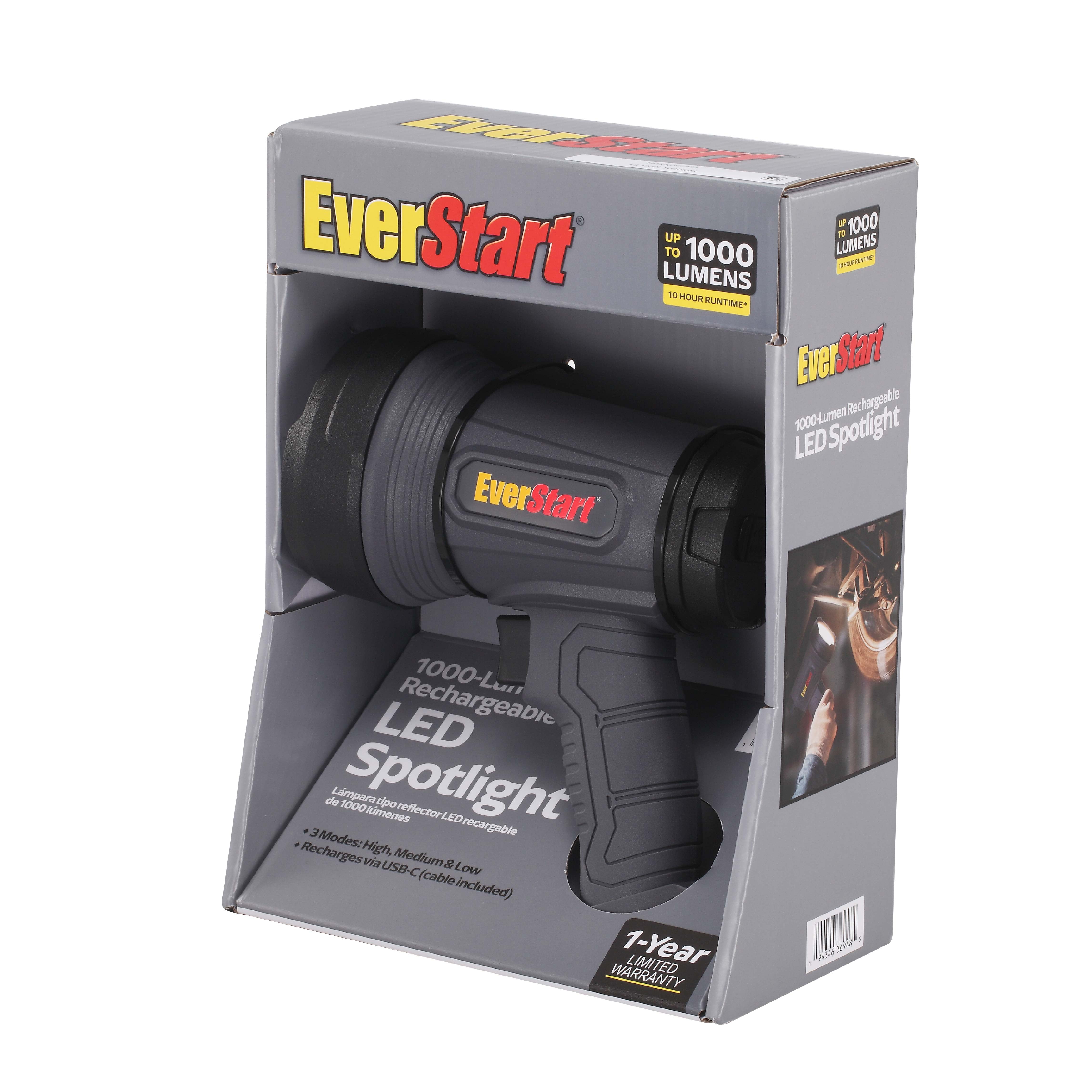 EverStart 1000 Lumen Rechargeable LED Portable Spotlight - Walmart.com