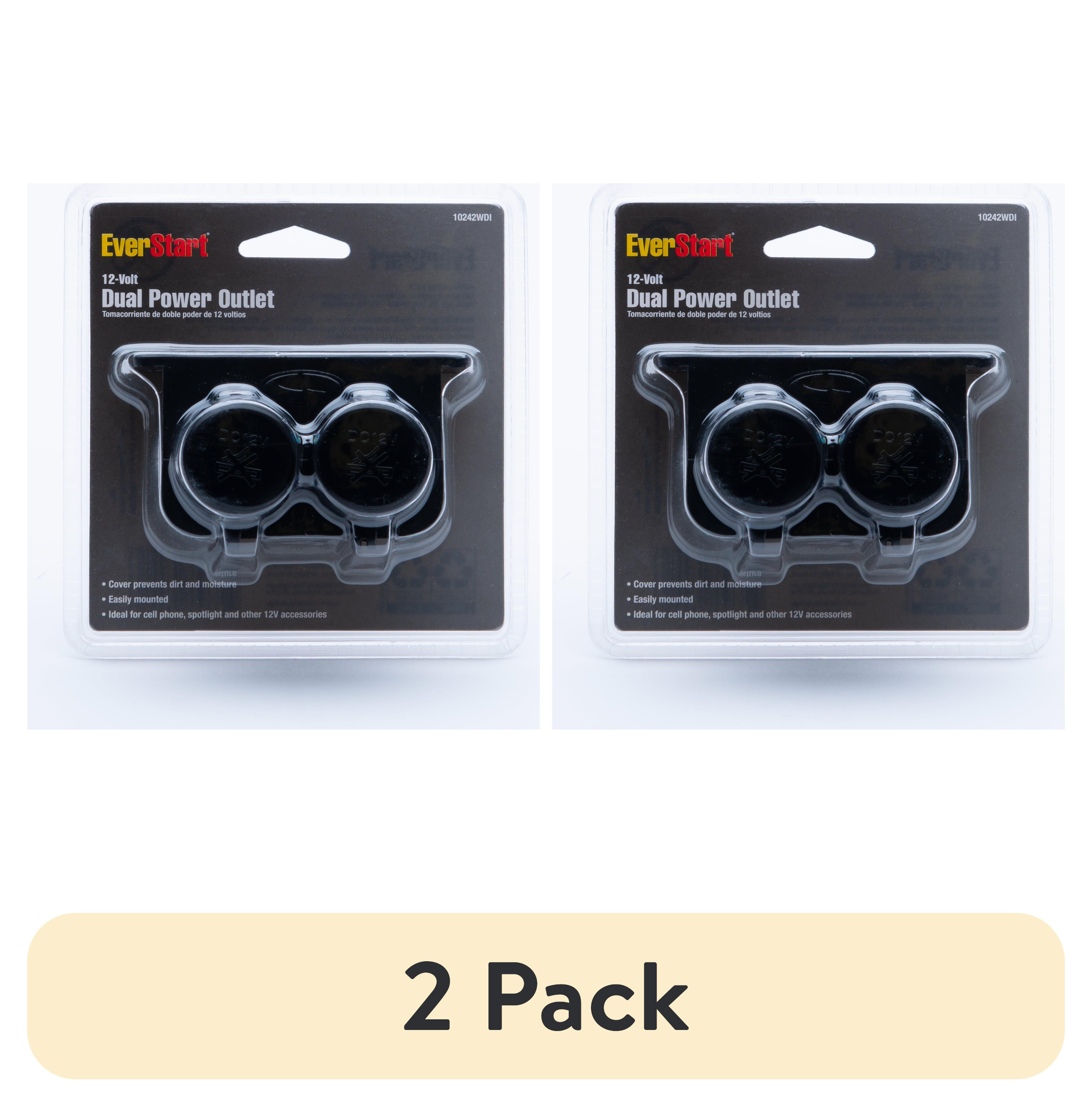 (2 pack) EverStart Auto Auxiliary Dual 12 Volt Power Outlet Black ...