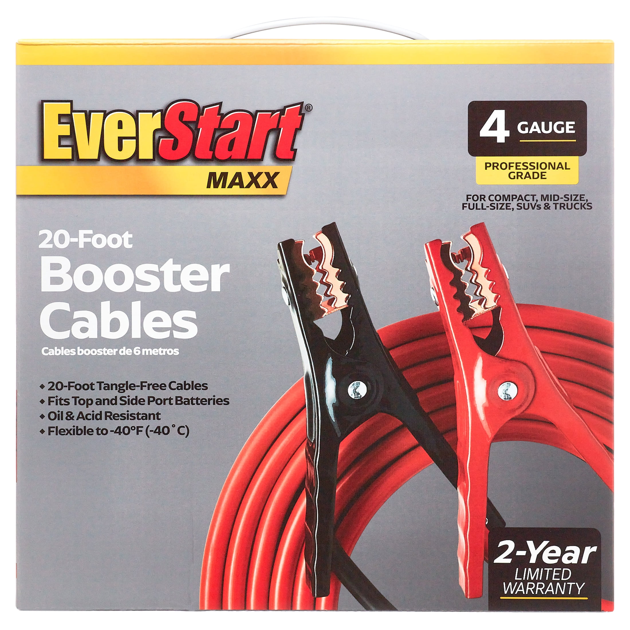 EverStart Maxx 20-Foot 4-Gauge Professional Grade Booster Cables, 250 ... EverStart Maxx 20-Foot 4-Gauge Professional Grade Booster Cables, 250 ...