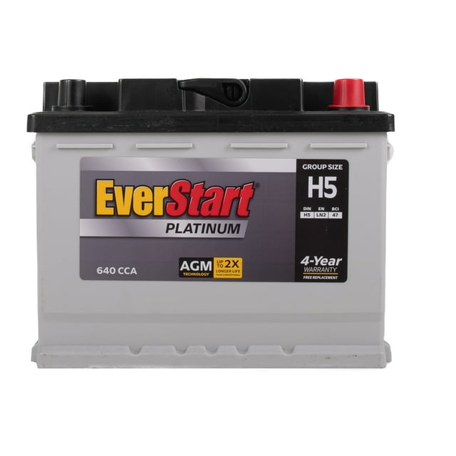 EverStart Platinum AGM Battery, Group Size H5 - 12 Volts 640 CCA 100 RC ...