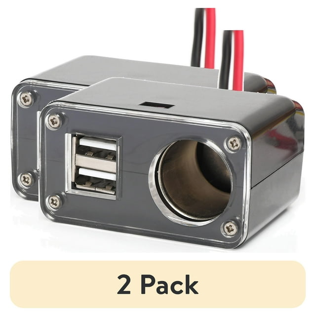 (2 pack) EverStart Two-Way 12-Volt Dual USB Power Outlet, Black ...