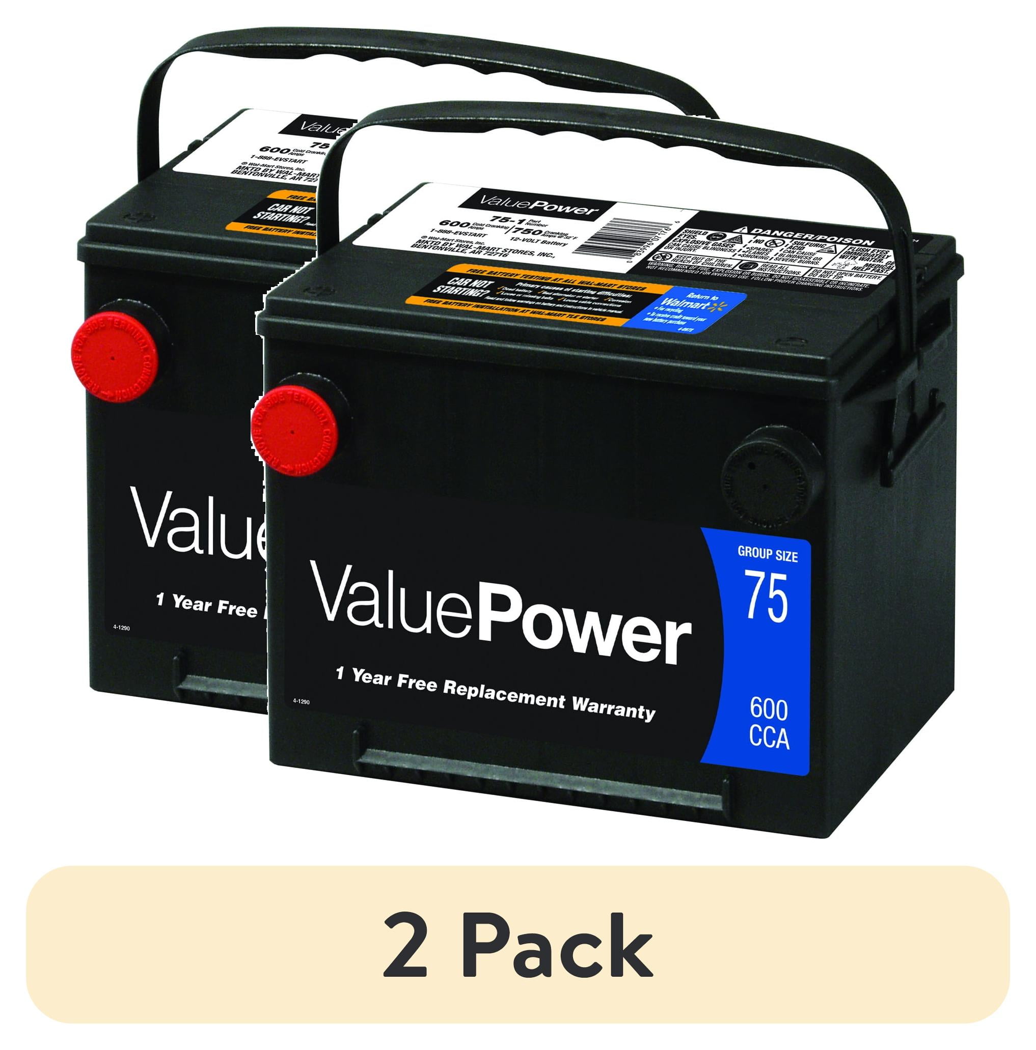 (2 pack) EverStart Value Lead Acid 12 Volt Automotive Battery, Group ...
