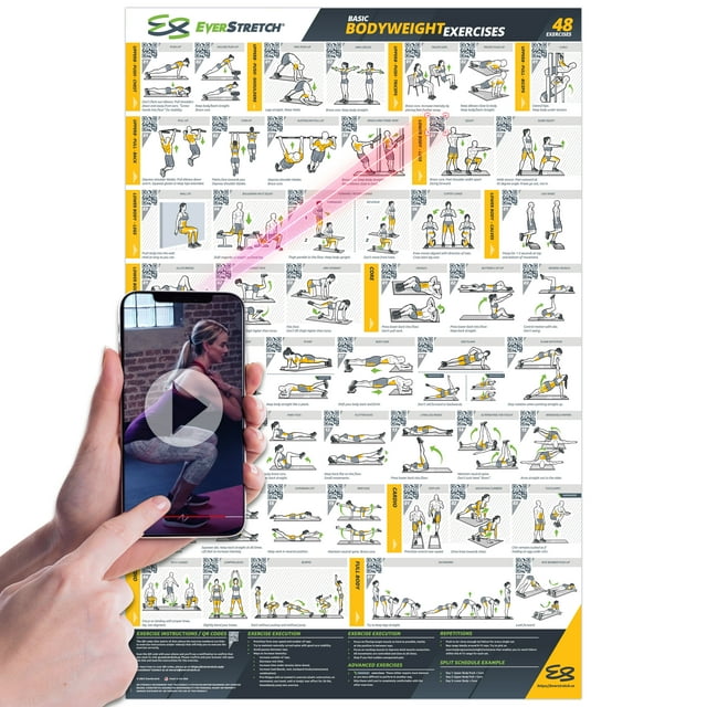 EverStretch Bodyweight Workout Poster for Home Gym - with Video ...