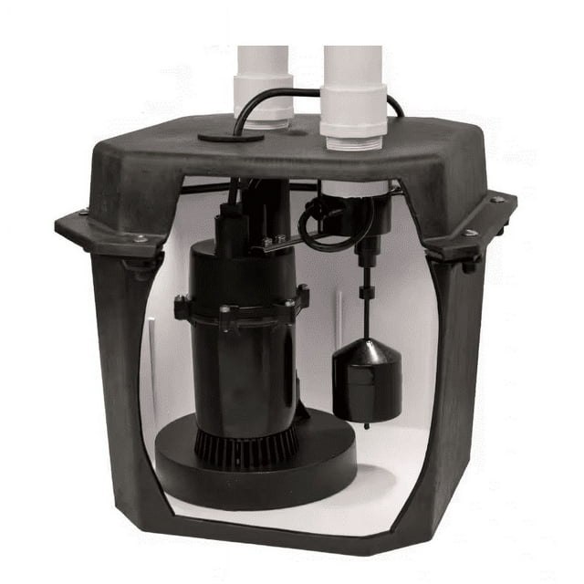 Everbilt 1/4 HP Pre-Plumbed Sink Tray System Sump Pump, Black - Laundry ...