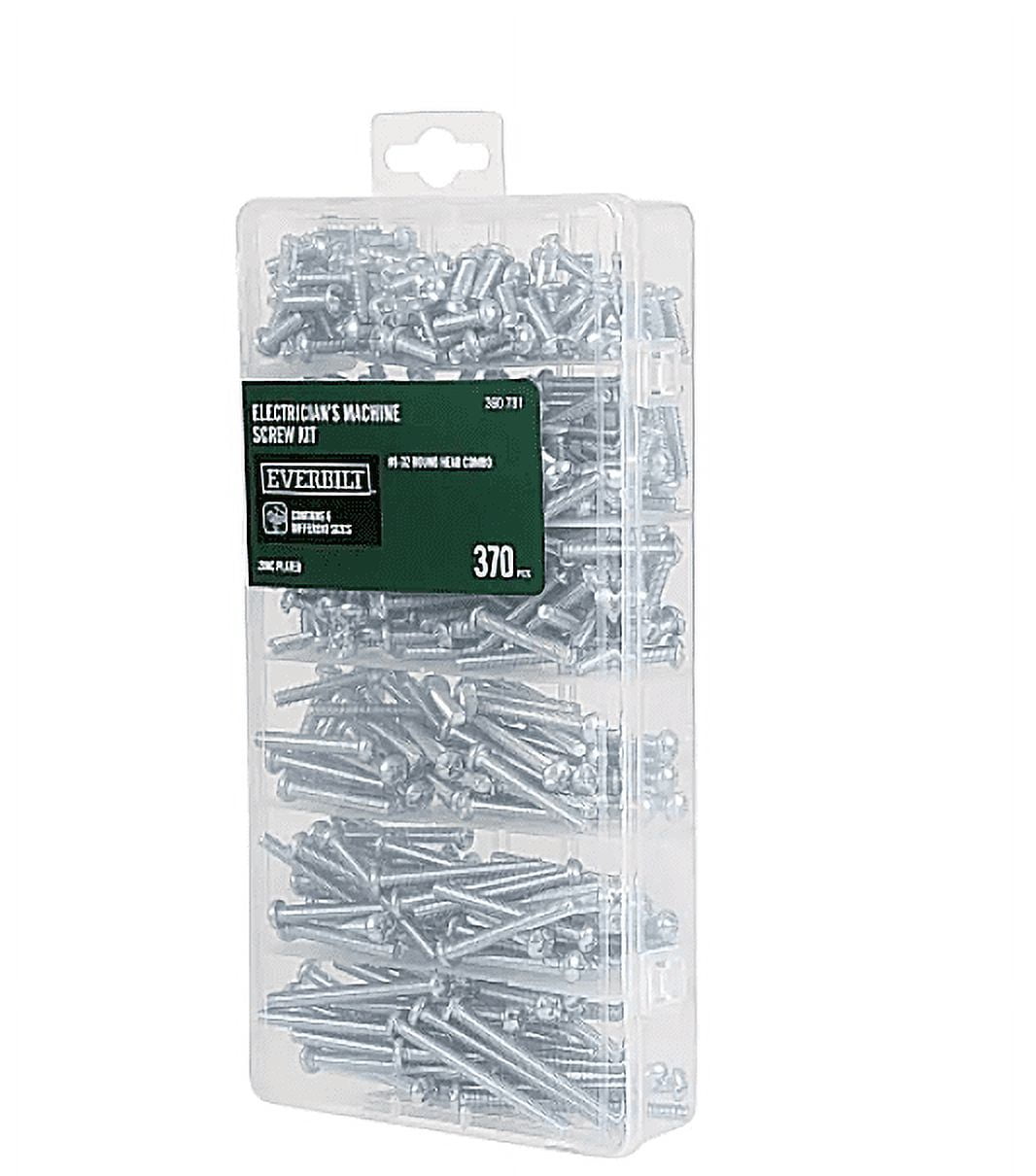 Everbilt 370 Pcs Electricians Machine Screw Kit #8 -32 Round Head Combo ...