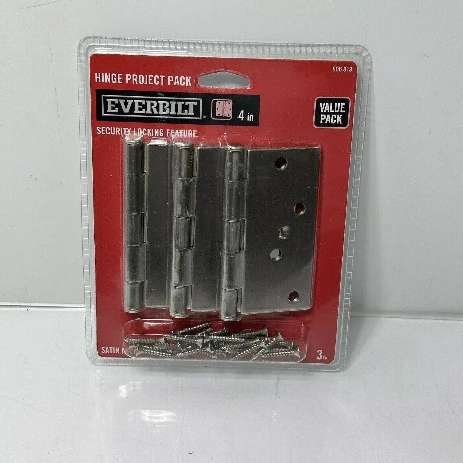Everbilt 4 In Satin Nickel Square Corner Security Door Hinges Value (3 ...
