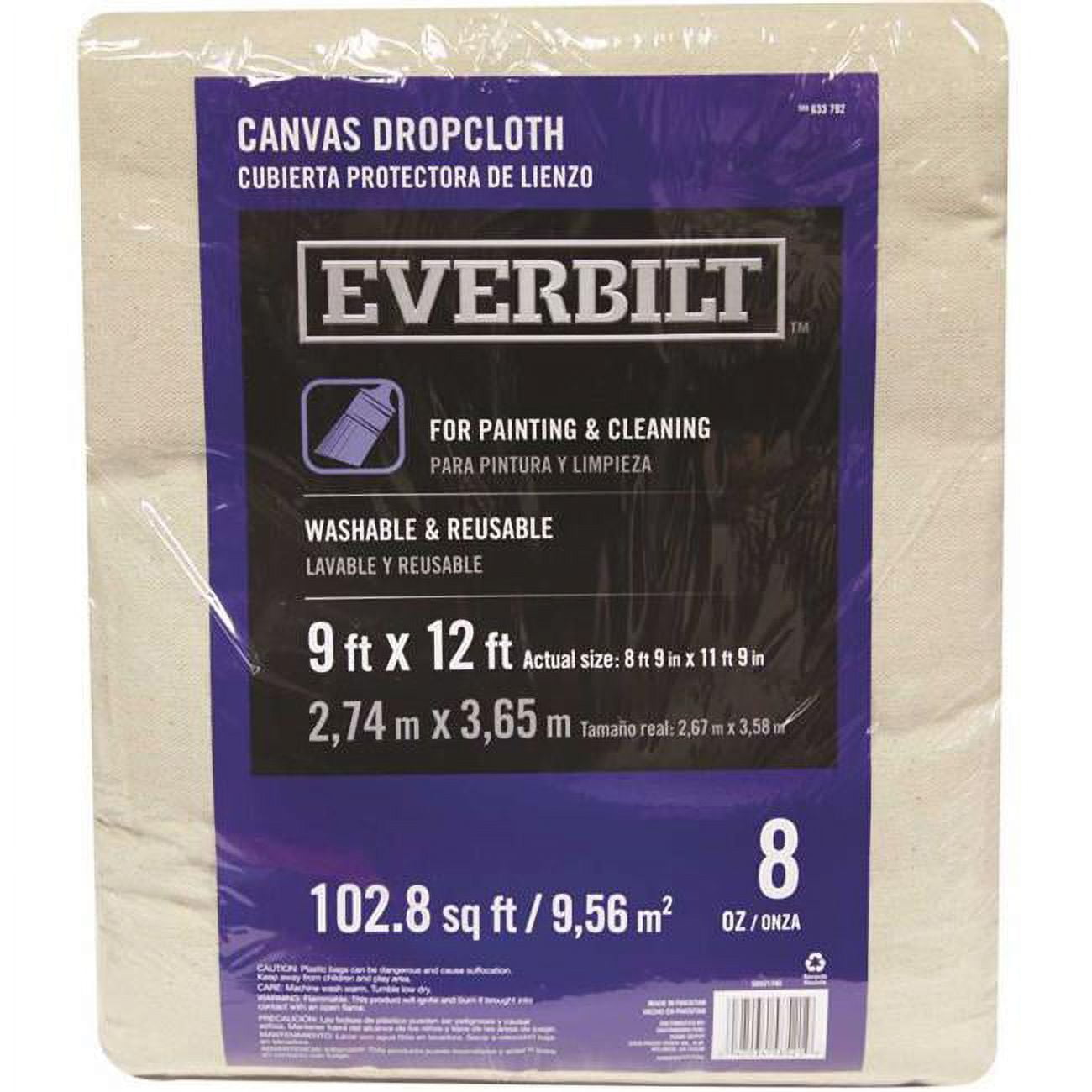 Everbilt 58521-4HD 9 x 12 ft. 8 oz Heavyweight Canvas Drop Cloth ...