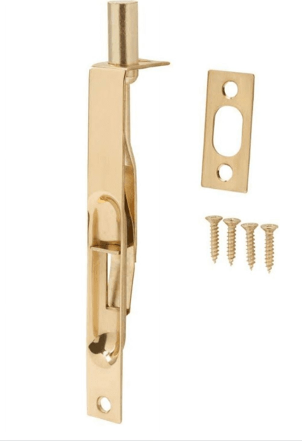 Everbilt 6" Bright Brass Square Corner Flush Bolt - Double Door Latch ...