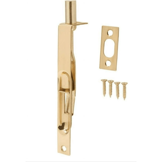 Everbilt 6" Bright Brass Square Corner Flush Bolt - Double Door Latch ...
